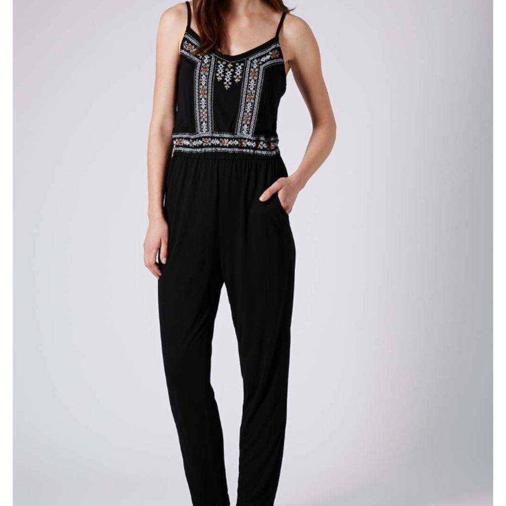 Black Embroidered Jumpsuit - Gem